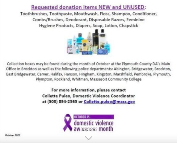 Toiletry Drive in Recognition of Domestic Violence Awareness Month ...
